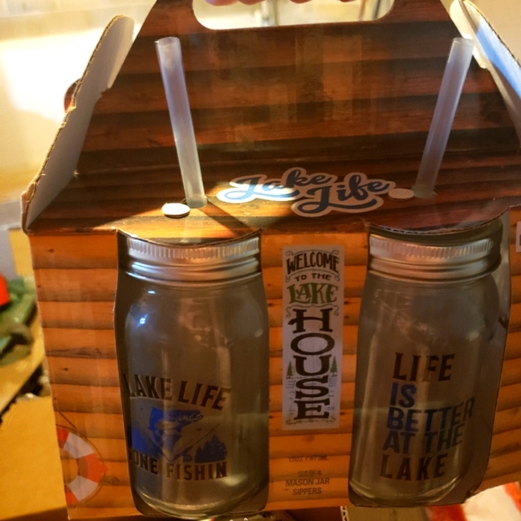 Dining | 4 Lake Life Mason Jar Drinking Cups | Poshmark